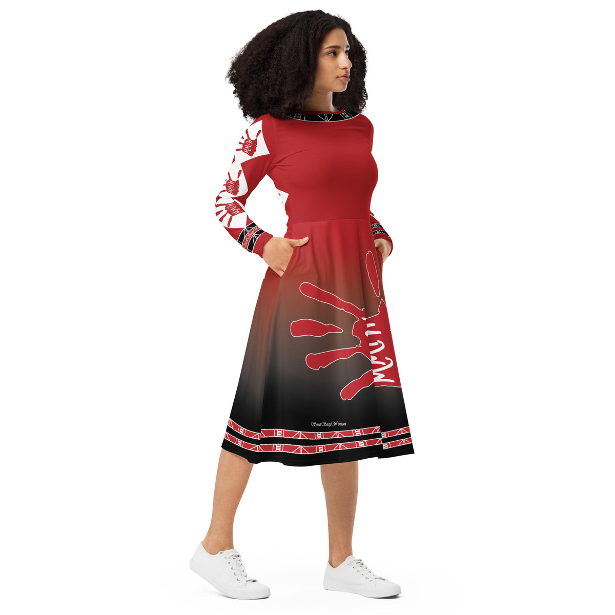 MMIW Red Fade long sleeve midi dress – Sweet Sage Woman